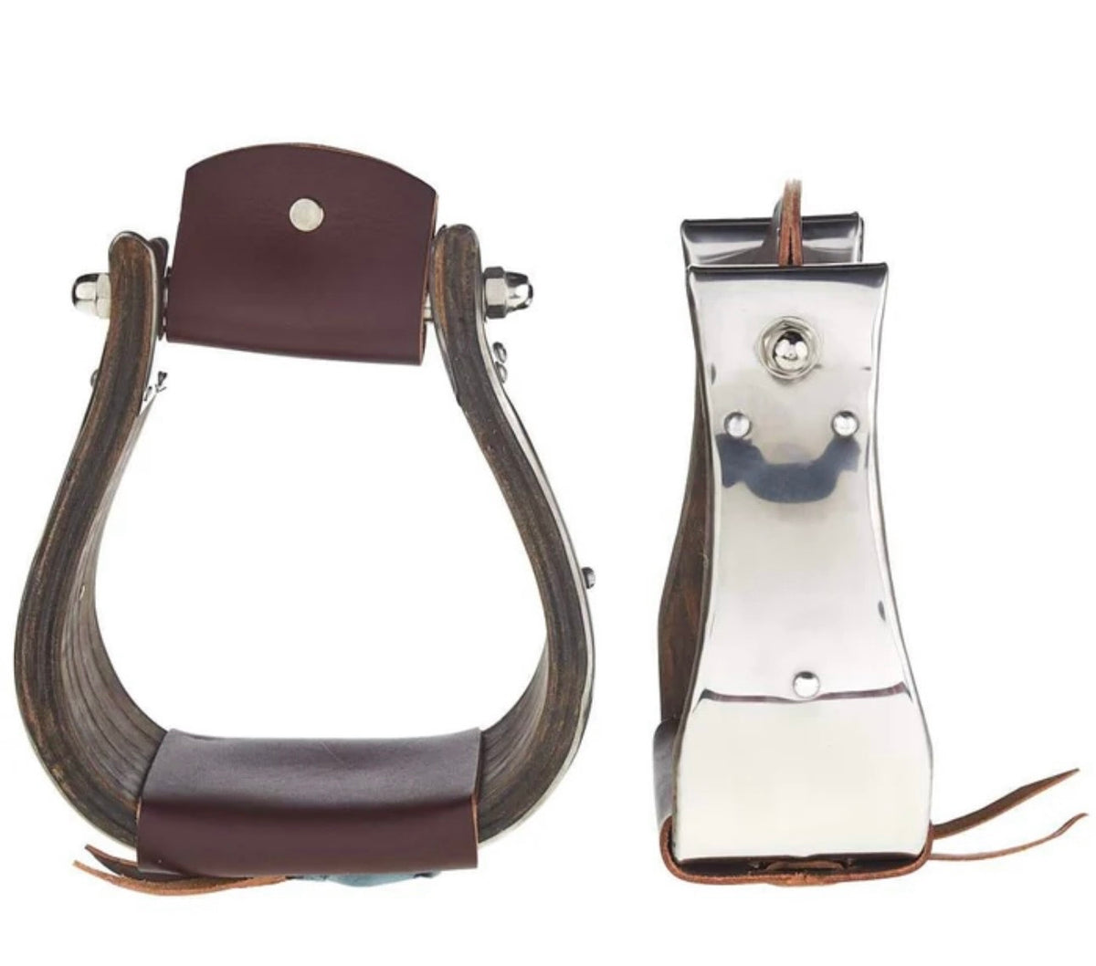 Partrade Open Range 3-1/4” Stainless Steel Covered Wooden Stirrups